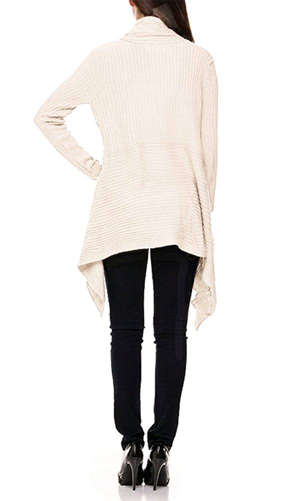 Women's Ribbed Knit Long Sleeve Asymmetric Open Front Cardigan – COTTON ...